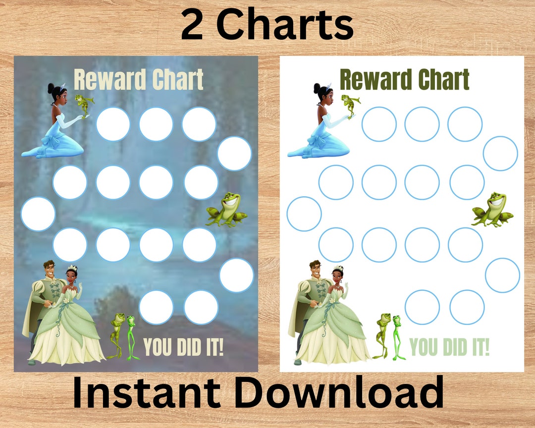 Princess Tiana Chart , Princess and the Frog Chart, Reward Chart, Potty ...