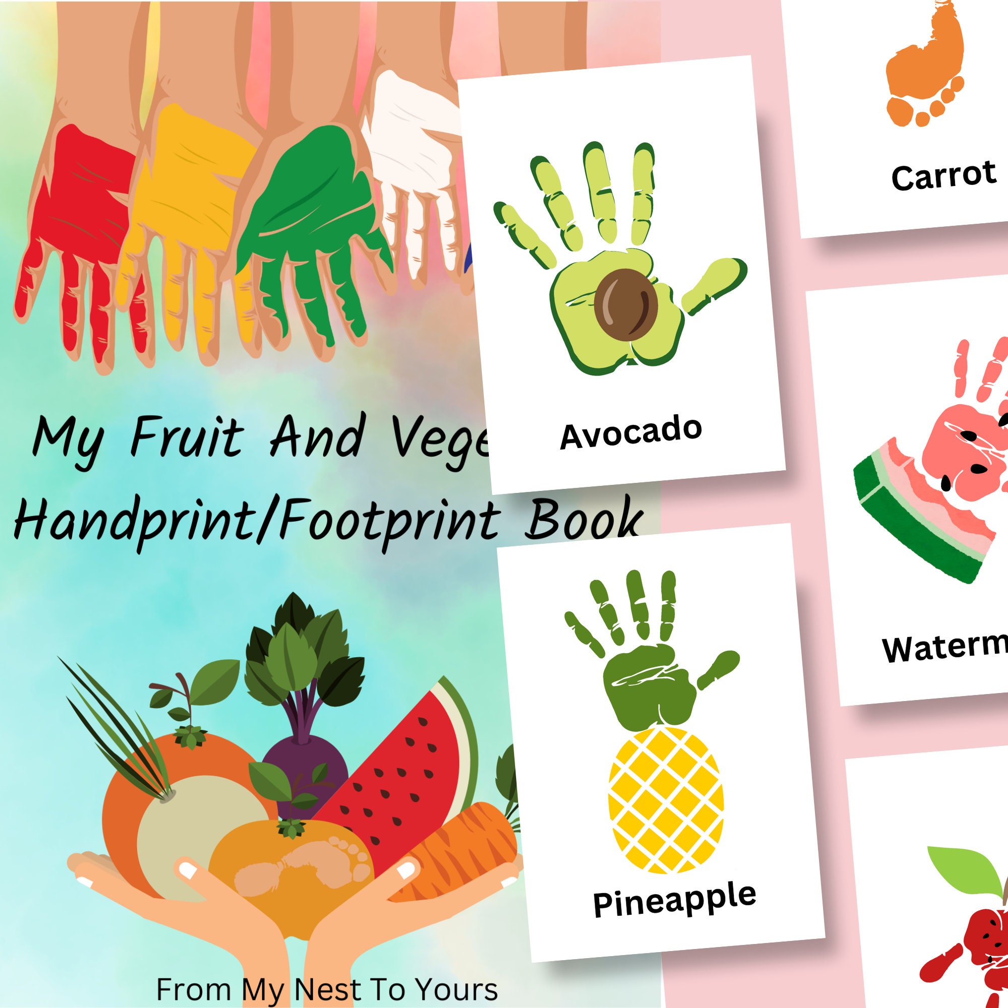 Fruit and Vegetable Handprint & Footprint Book - Handprint Art Book ...