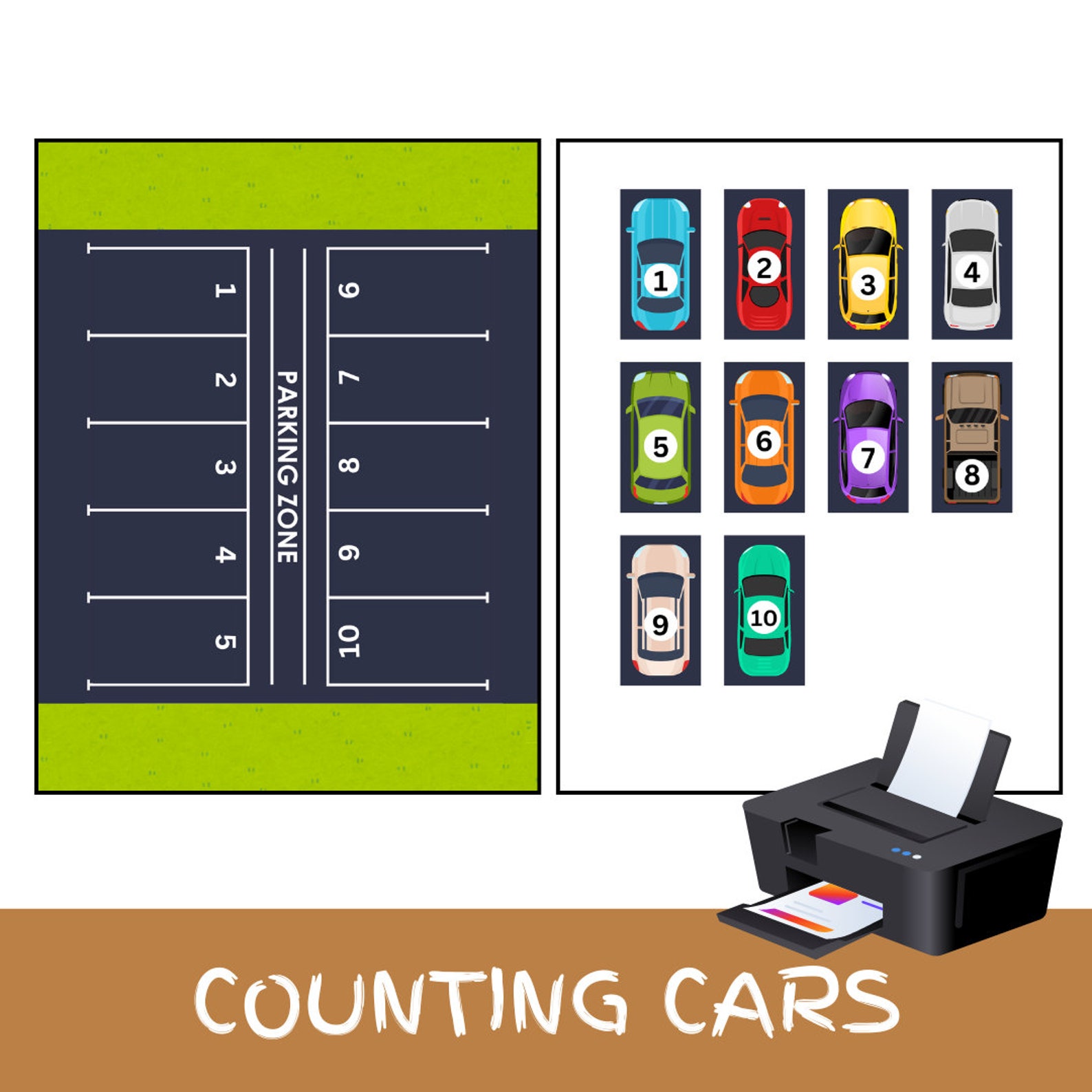 Counting Car Mat - Printable PDF - 8.5 X 11 - Instant Download ...