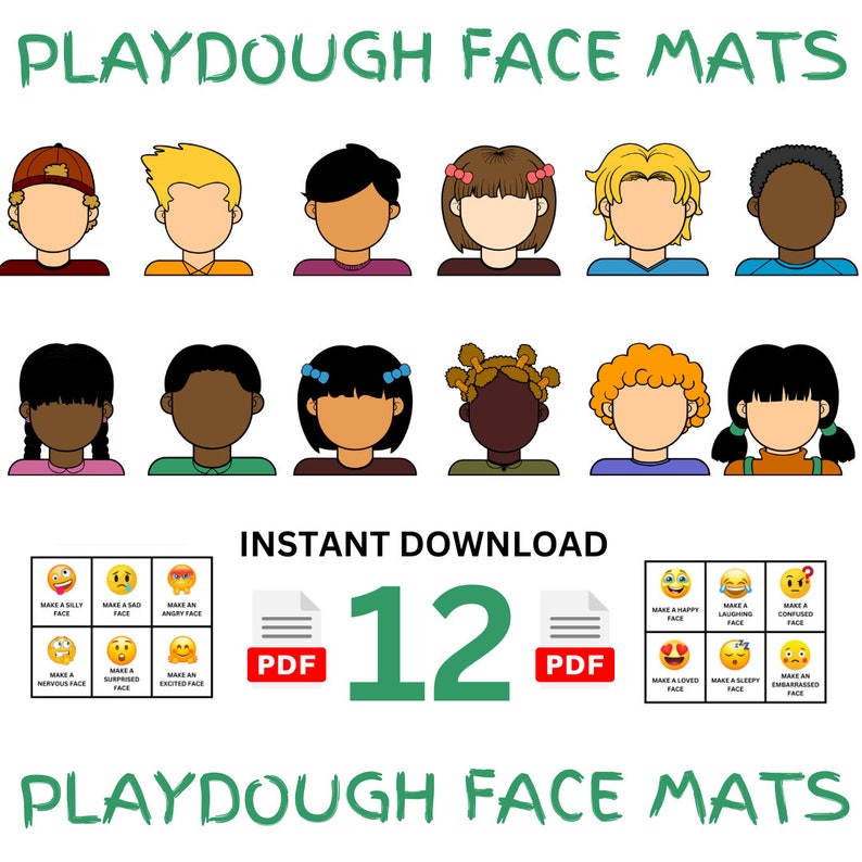 Face Play Dough Mats – Digital Download, Montessori Learning Tool ...