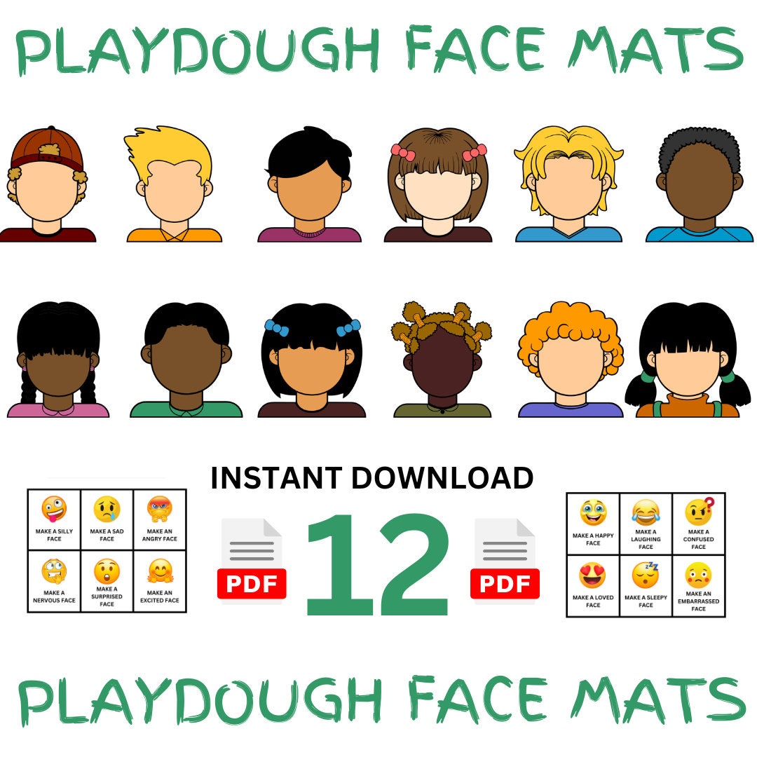 Face Play Dough Mats – Digital Download, Montessori Learning Tool ...