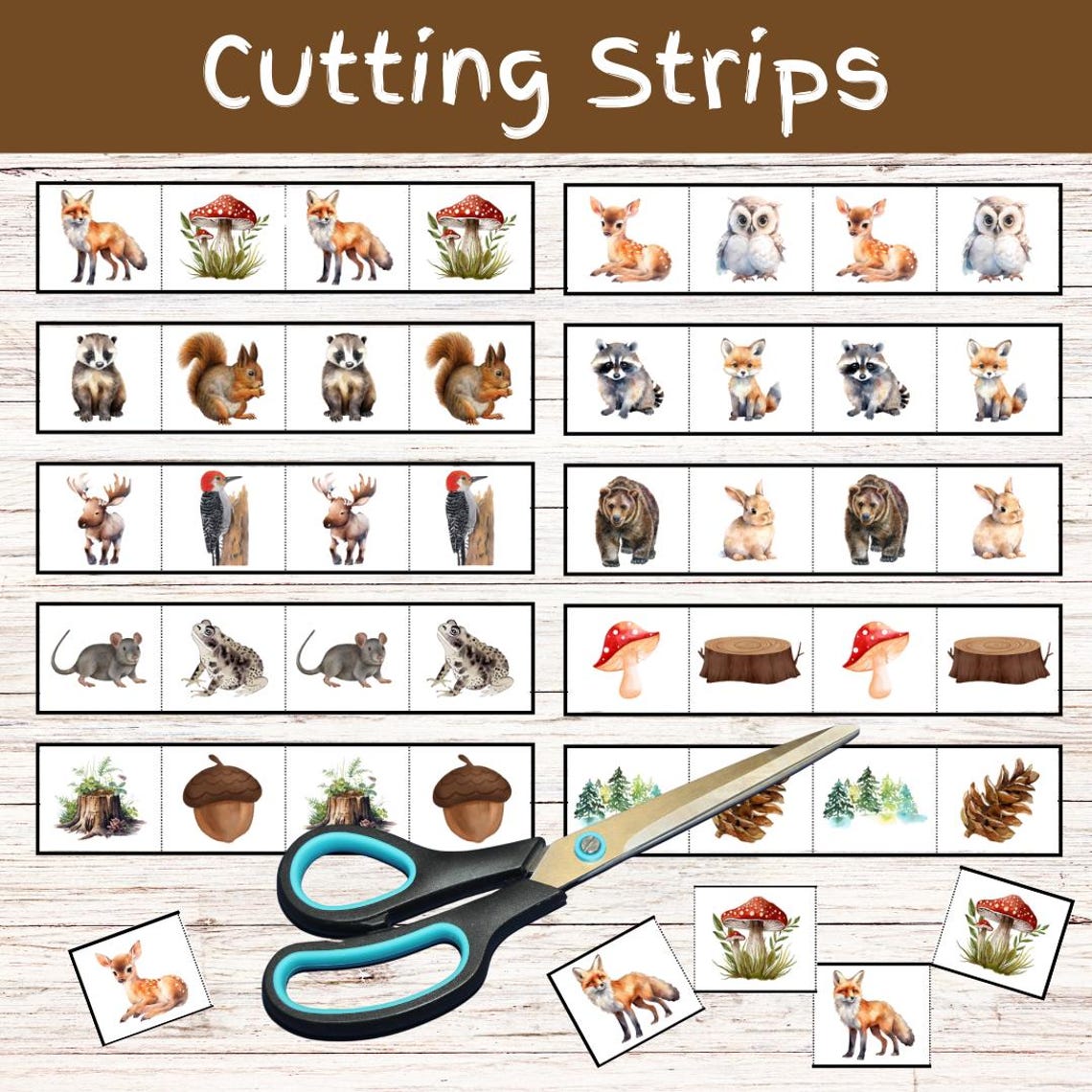Woodland-themed Cutting Strips for Kids | Scissor Skills Practice ...