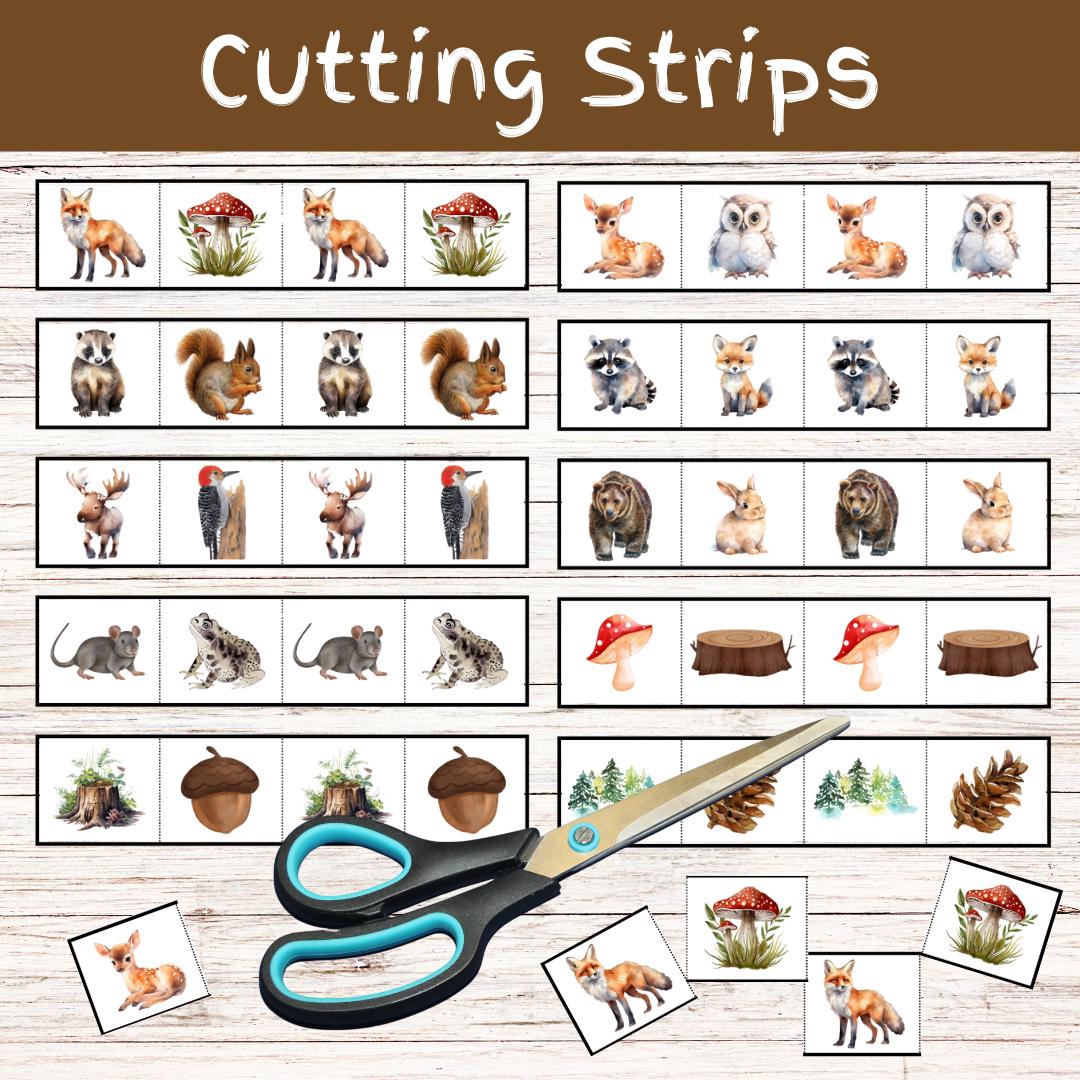 Woodland-themed Cutting Strips for Kids | Scissor Skills Practice ...