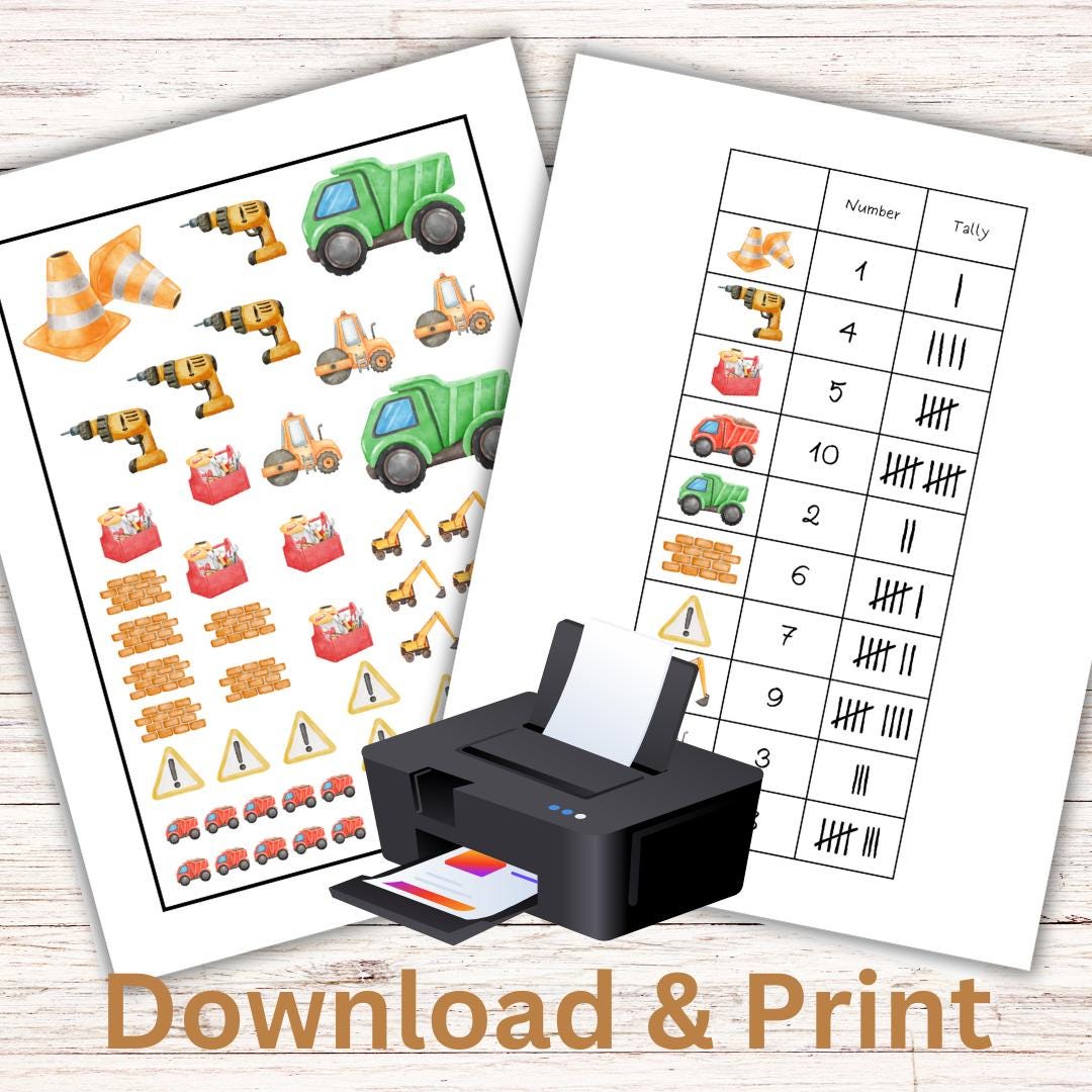 Construction Counting Tally Sheets – Kindergarten Math Activity ...