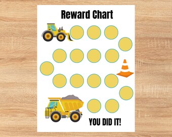 Construction Reward Chart, Printable Dump Truck Behavior Chart, Sticker ...