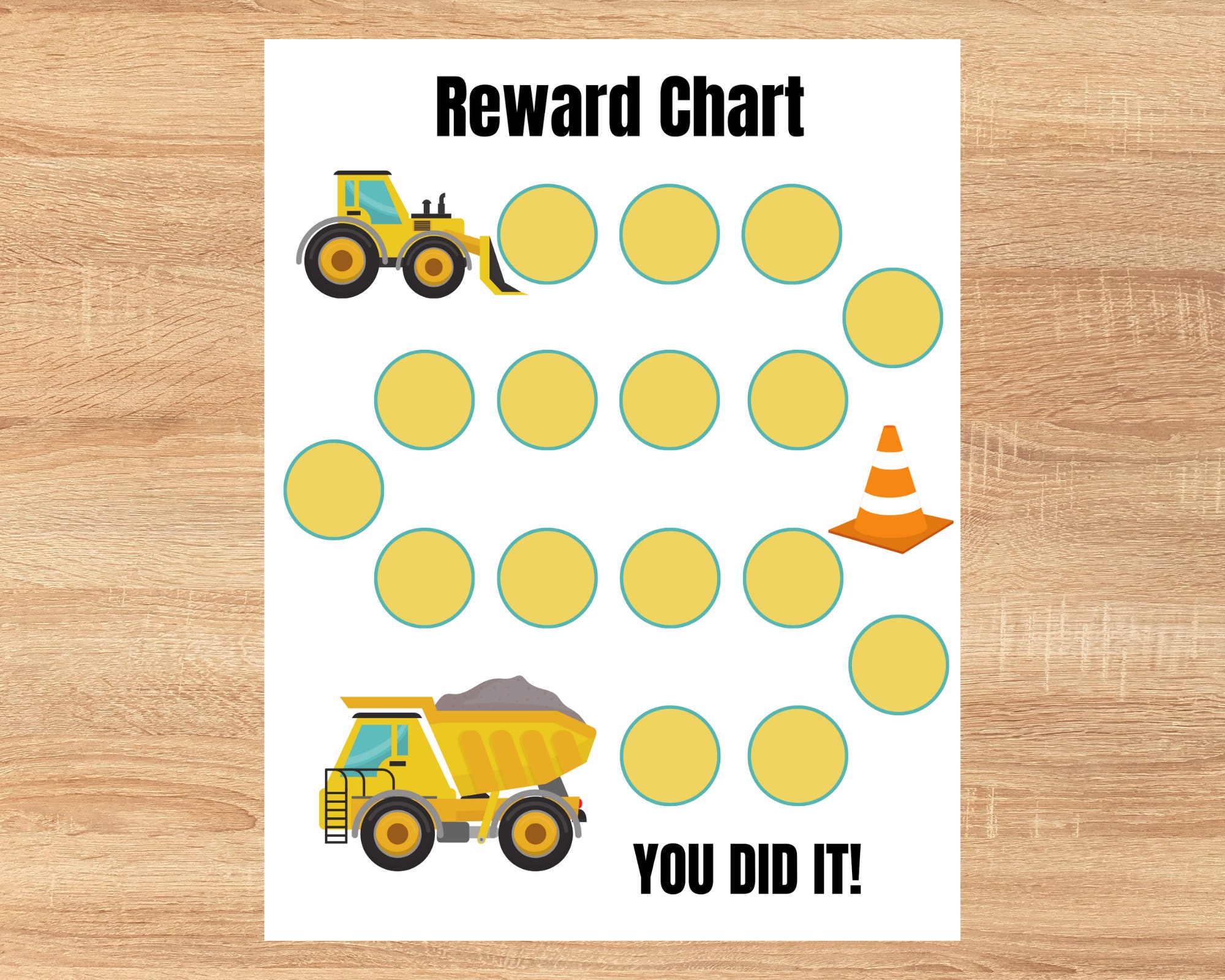 Printable Construction Kids Behaviour Chart, Sticker Chart, Toddler ...