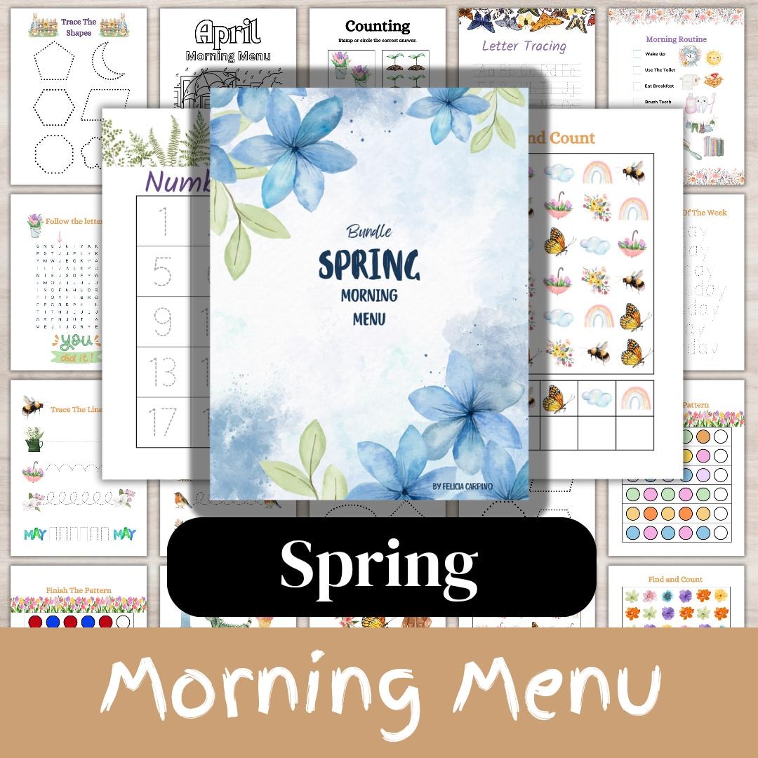 BUNDLE Spring Morning Menu | Kindergarten Morning Menu | Preschool ...
