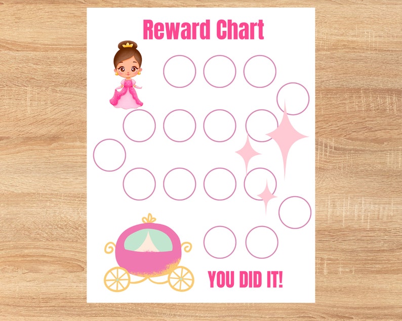 Princess Potty Training Chart, Princess Reward Chart, Sticker Chart ...