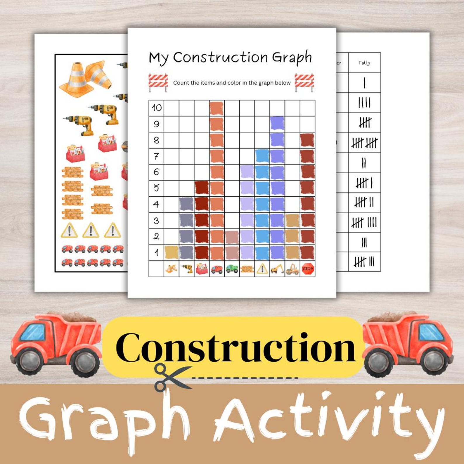 Construction Counting Tally Sheets – Kindergarten Math Activity ...