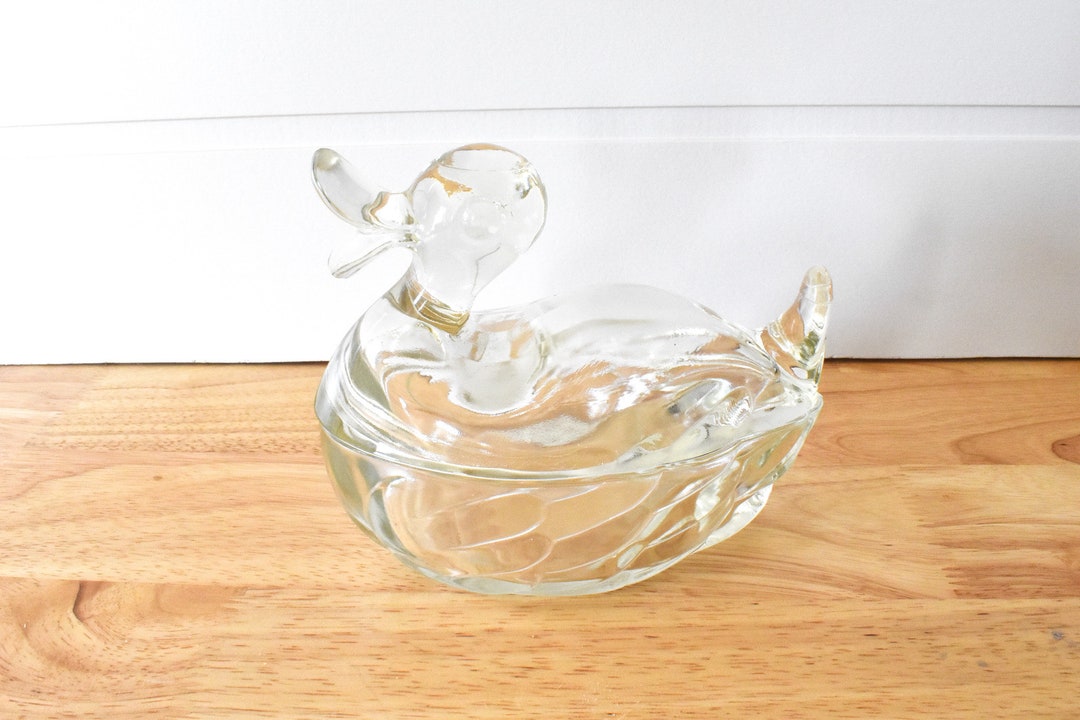 Vintage Jeanette Glass Duck Candy Dish, Vintage Home Décor, Spring ...