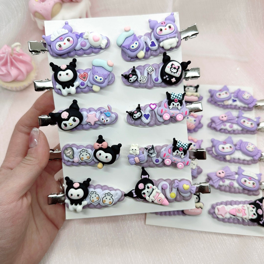 Kawaii Kuromi Hair Clips, Handmade Sanrio Barrette, Random 1, Cute ...