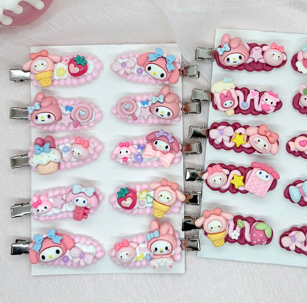 Kawaii My Melody Hair Clips, Handmade Sanrio Barrette, Cute Pink Hair ...