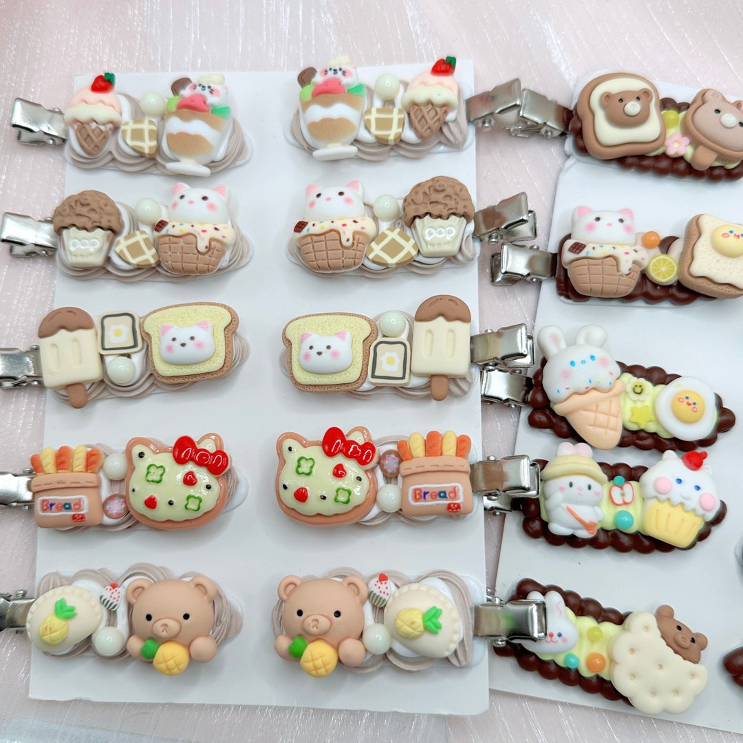 Kawaii Food Hair Clips, Donut Bear, Ice-cream Cone, Random 1, Cute ...