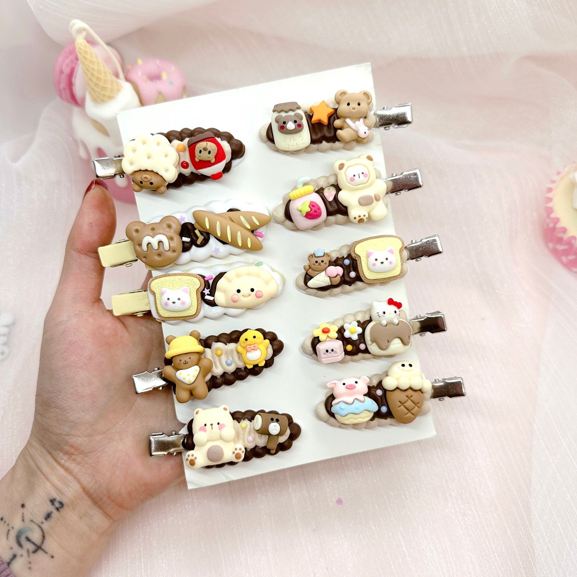 Kawaii Food Hair Clips Donut Bear Ice-cream Cone Random 1 - Etsy