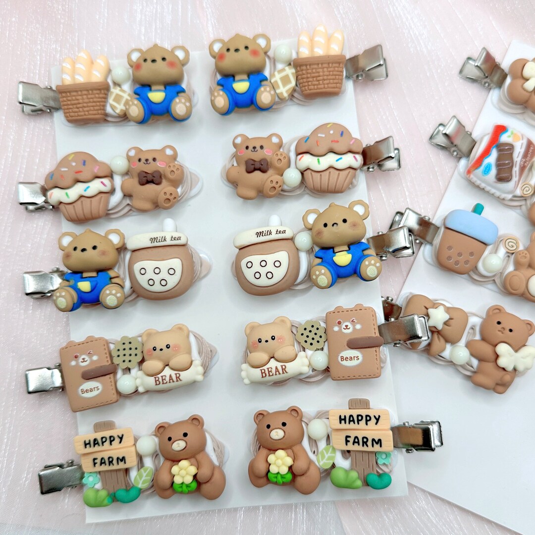 Kawaii Teddy Bear Hair Clips, Cute Bear Barrette, Random 1, Cute ...
