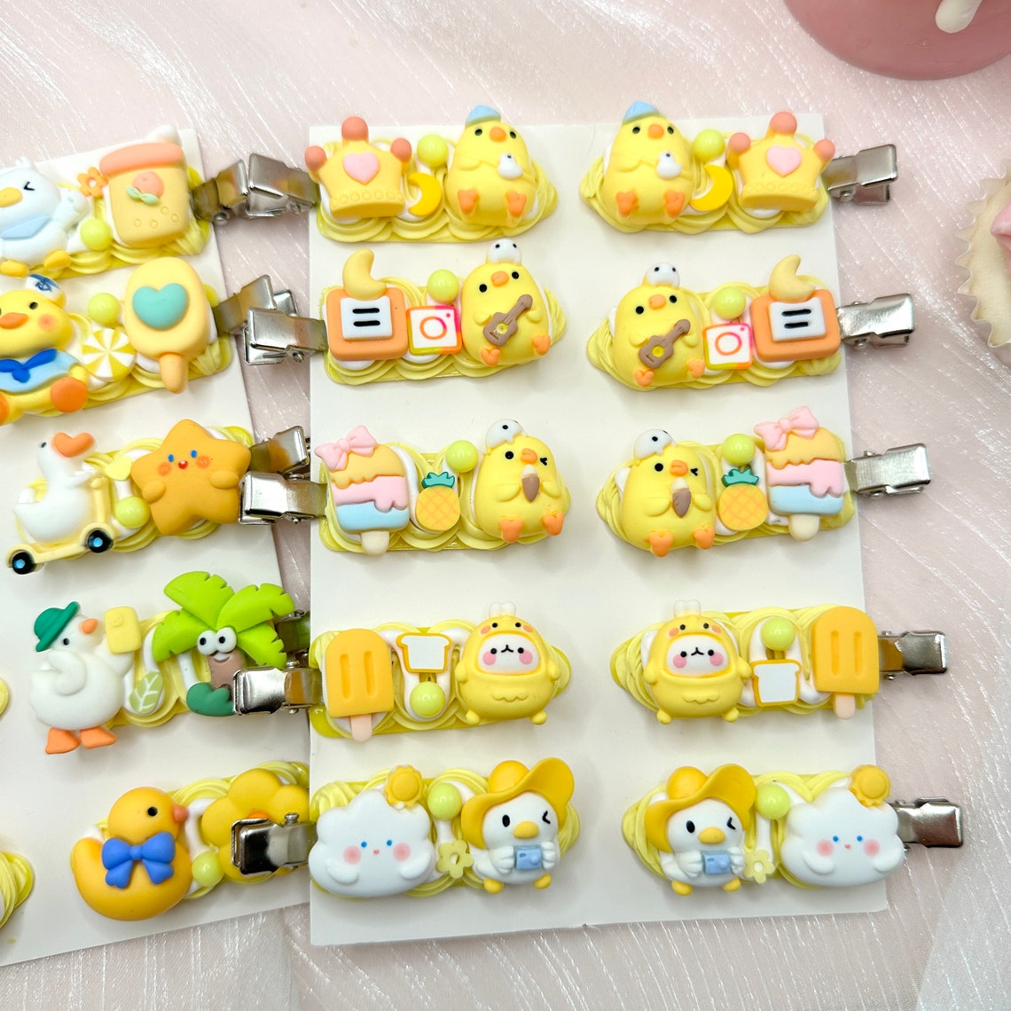 Kawaii Ducky & Chicken Hair Clips, Yellow Animal Hair Clips, Random 1 ...
