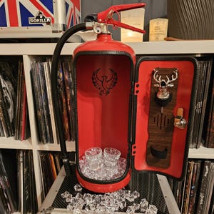 Personalized Fire Extinguisher Mini Bar, LED Light, Whisky Set, Gift ...
