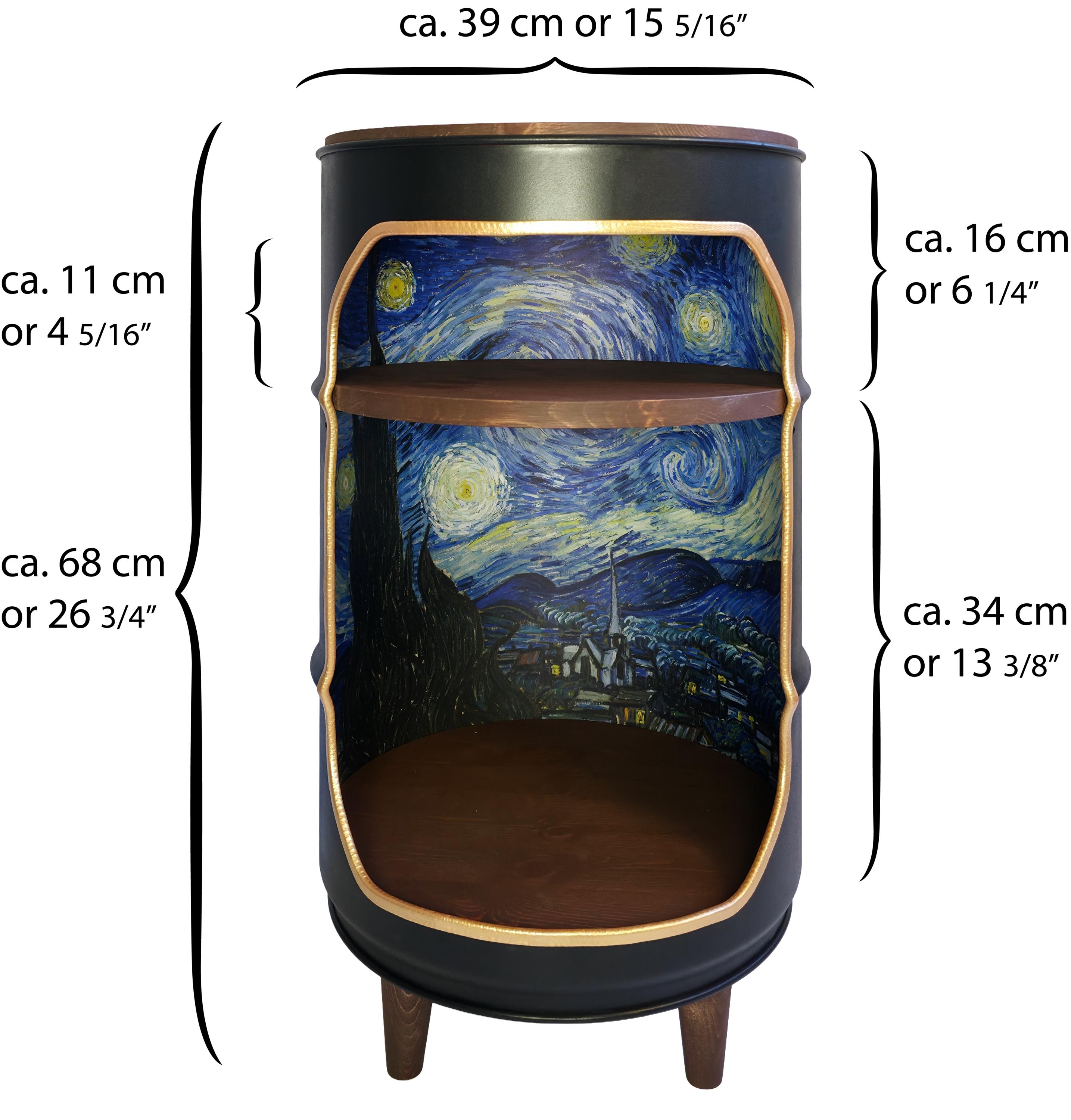 Van Gogh Starry Night Oil Barrel Drum Cabinet Bedside Table Nightstand ...