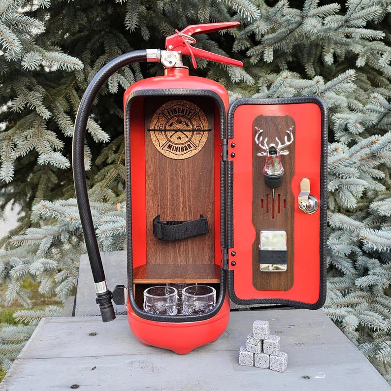 Personalized Fire Extinguisher Mini Bar, Firefighter Gift - Etsy