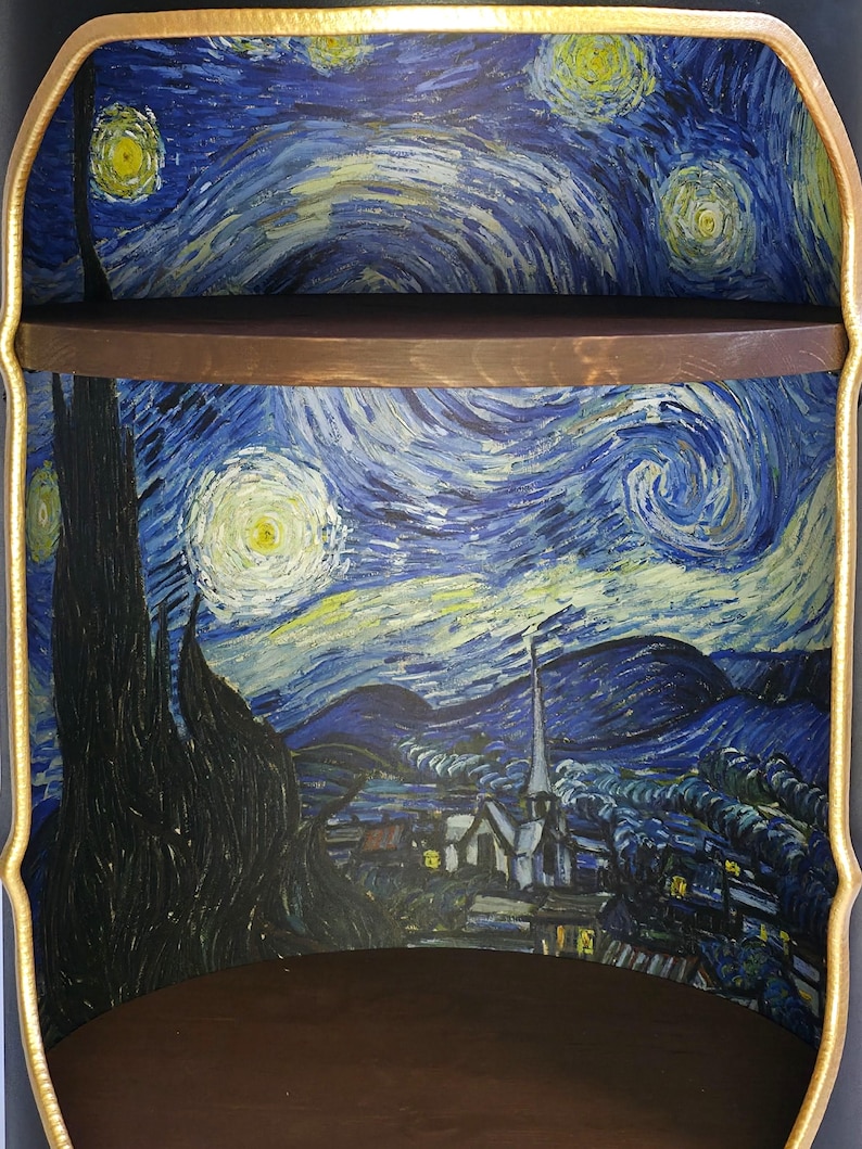 Van Gogh Starry Night Oil Barrel Drum Cabinet Bedside Table Nightstand ...