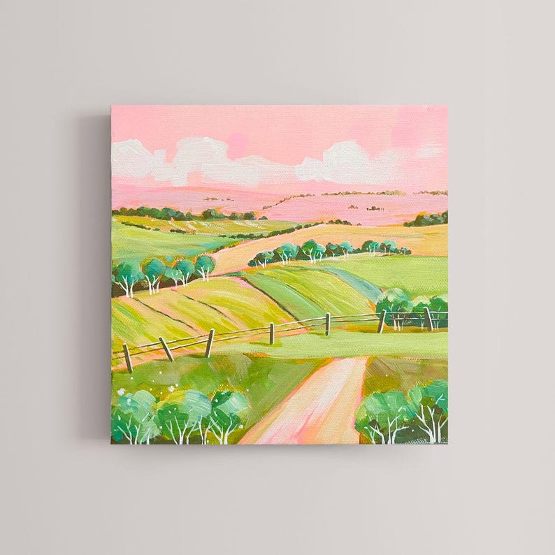 Original Vibrant Country Landscape Painting, Joyful Countryside Art - Etsy