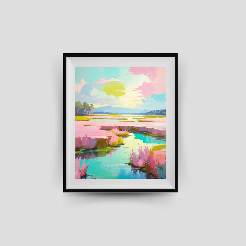 Colorful Marsh Landscape Art Print- Vibrant Landscape Wall Art - Etsy