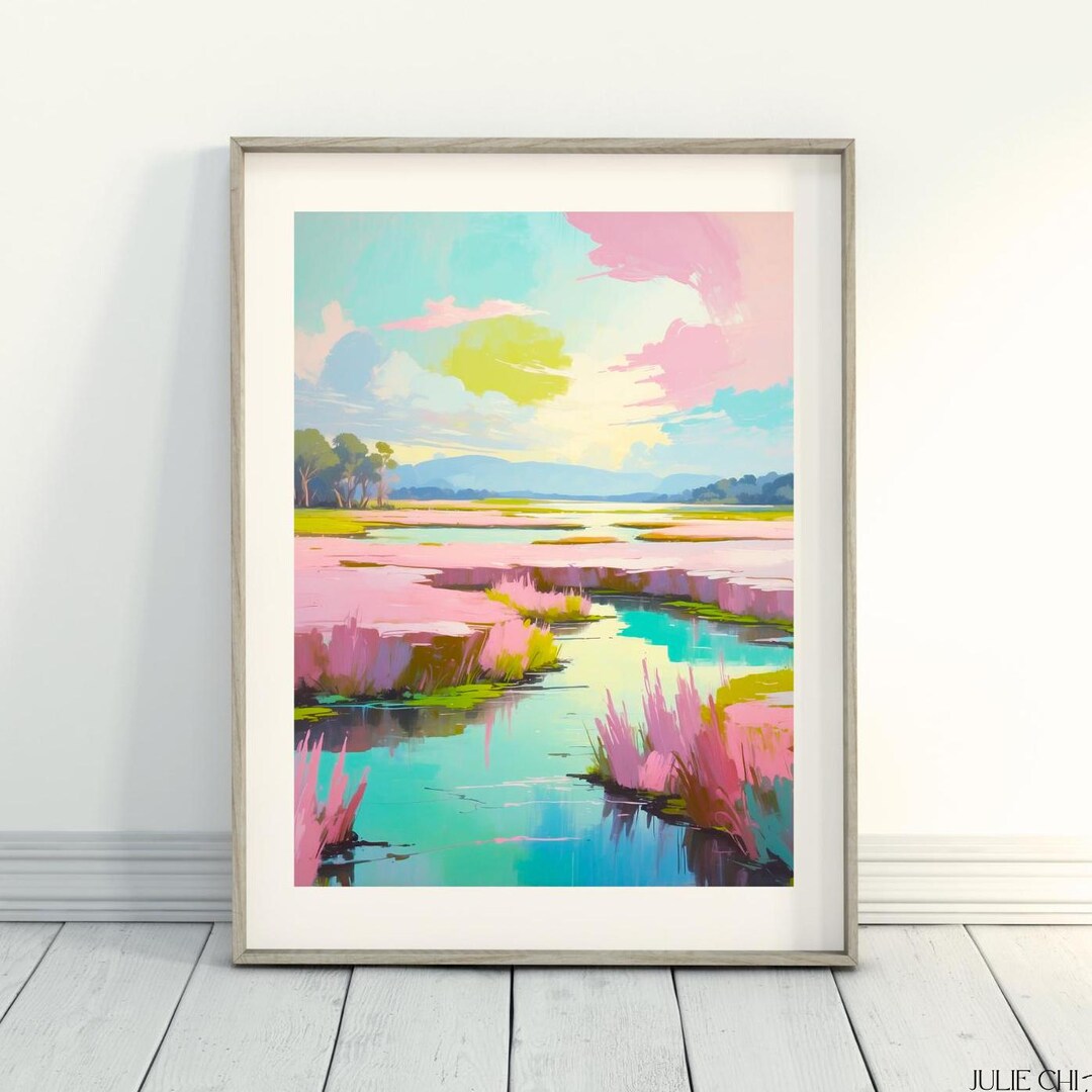 Colorful Marsh Landscape Art Print- Vibrant Landscape Wall Art - Etsy