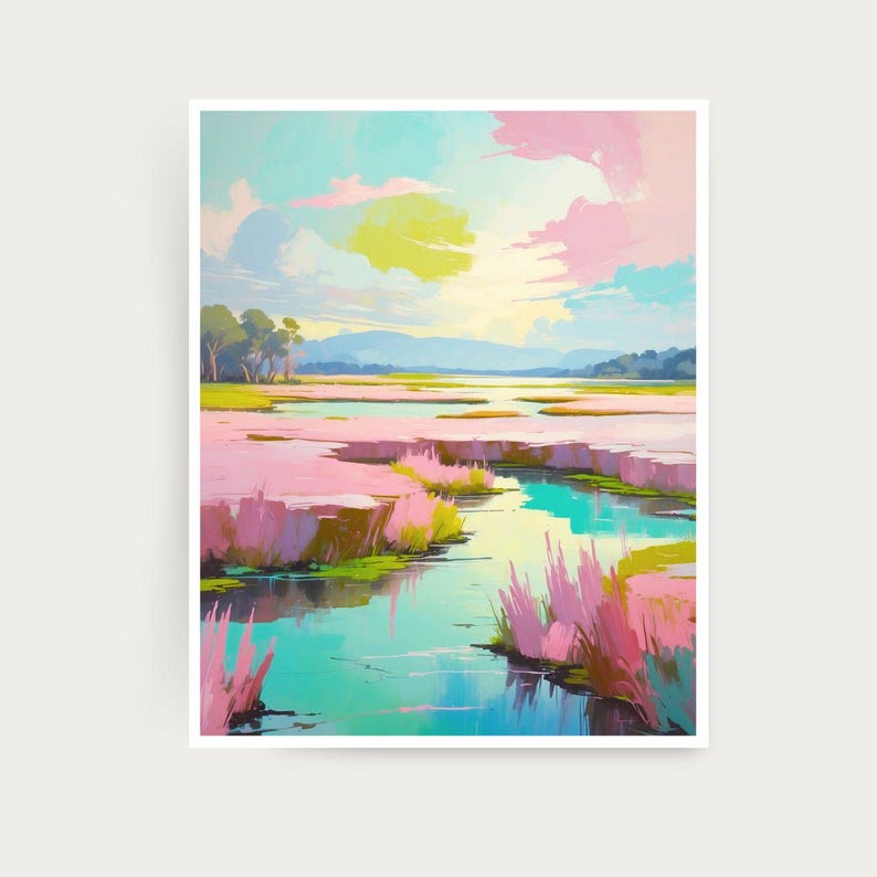 Colorful Marsh Landscape Art Print- Vibrant Landscape Wall Art - Etsy
