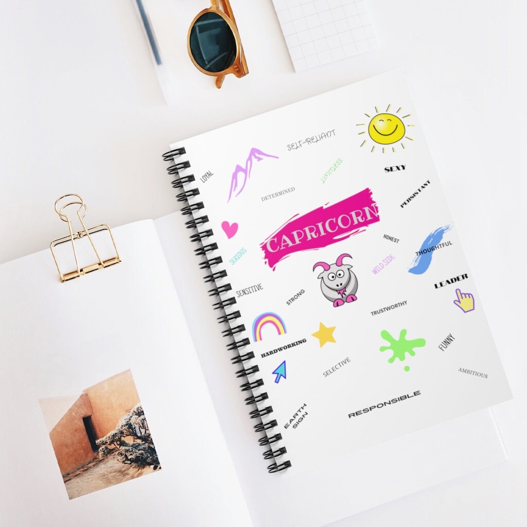 Capricorn Spiral Notebook, Zodiac Notebook, Cute Notebook, Cute ...