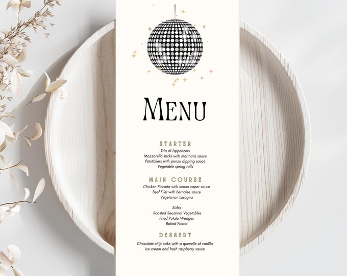 Disco Ball Menu Template Editable Canva, Wedding Menu - Etsy