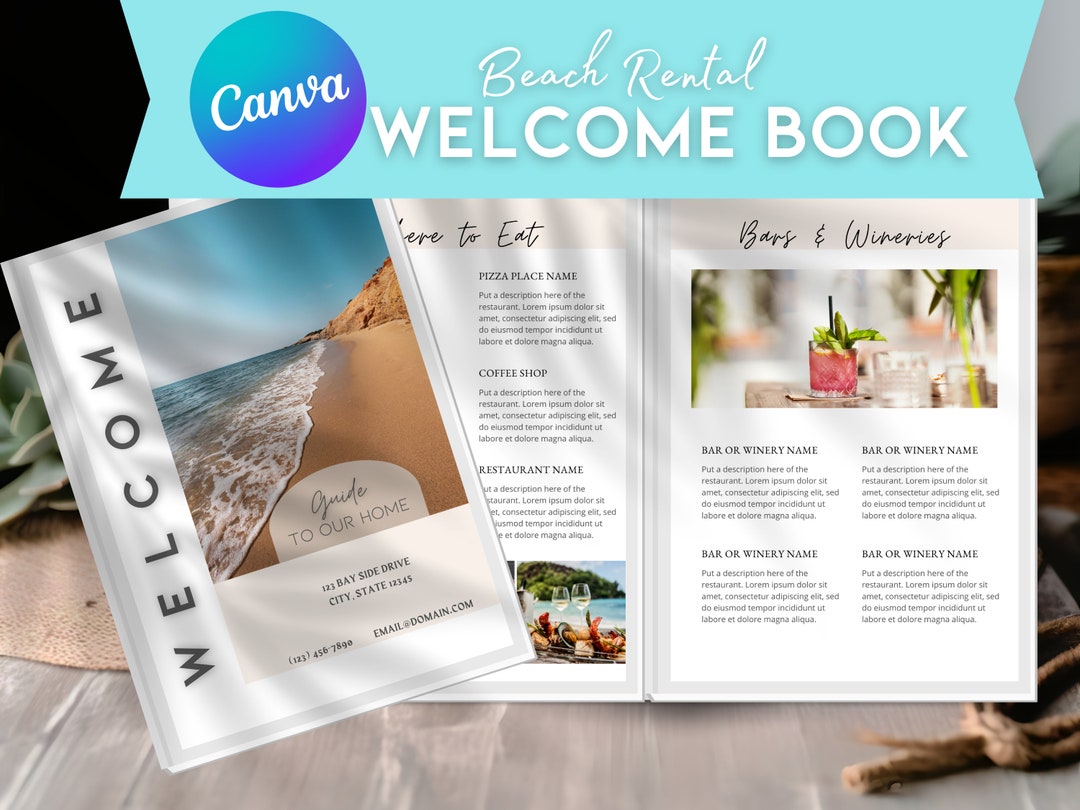 Airbnb Host Beach Rental Welcome Book Editable Canva Template US Letter ...