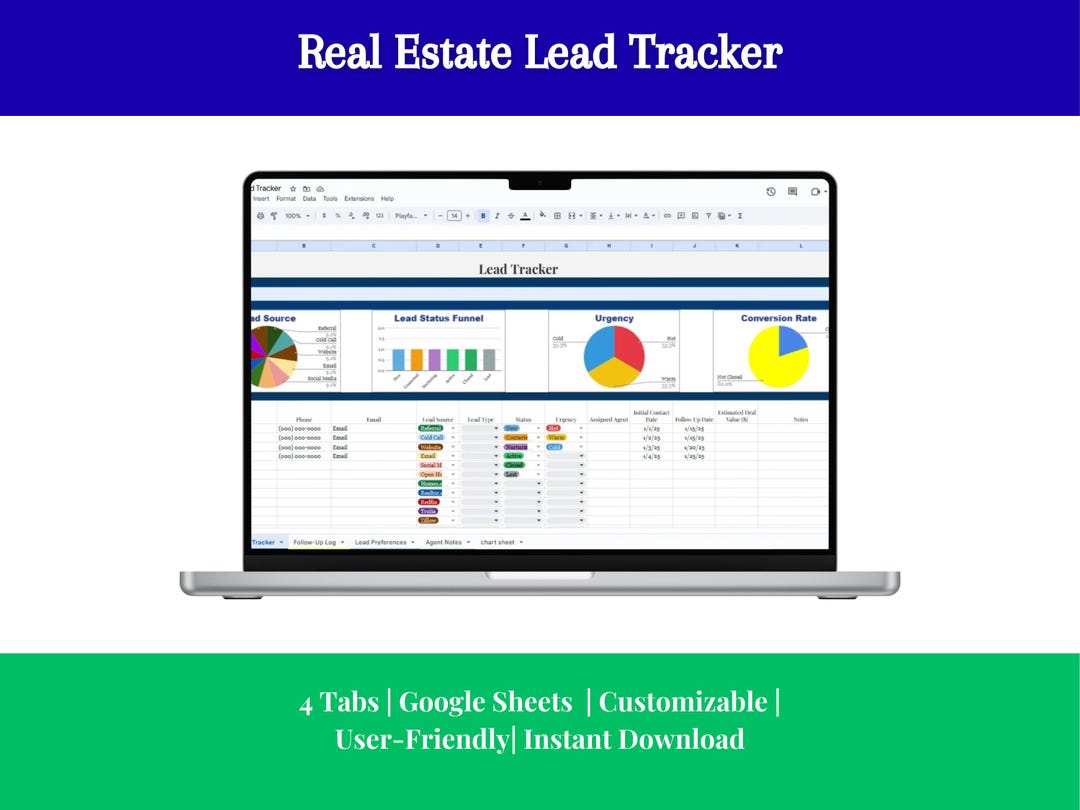 Real Estate Sales Lead Tracker Google Sheets - Etsy