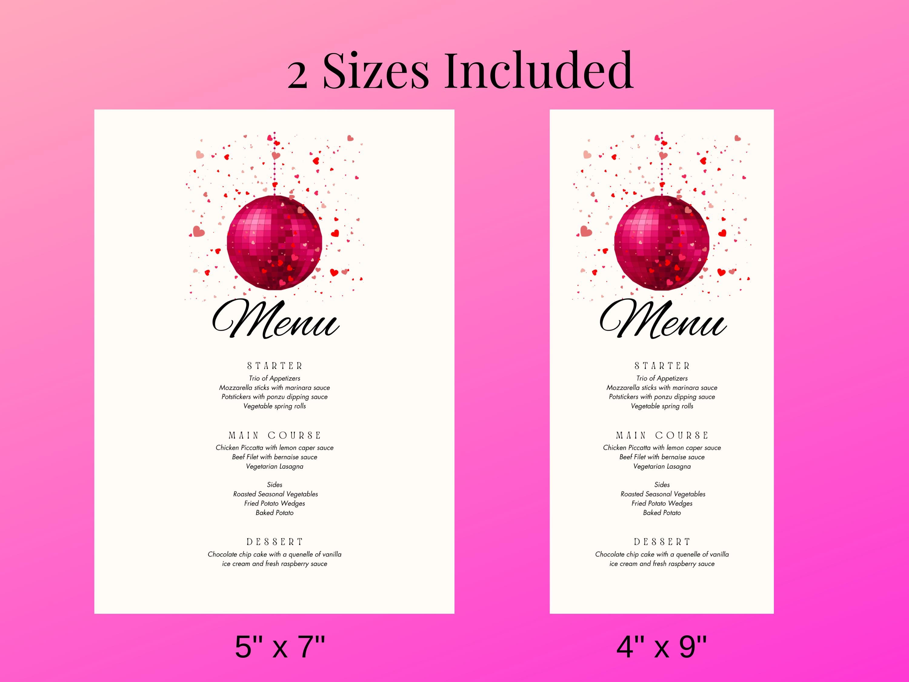 Hot Pink Disco Ball Menu Template Wedding Menu - Etsy