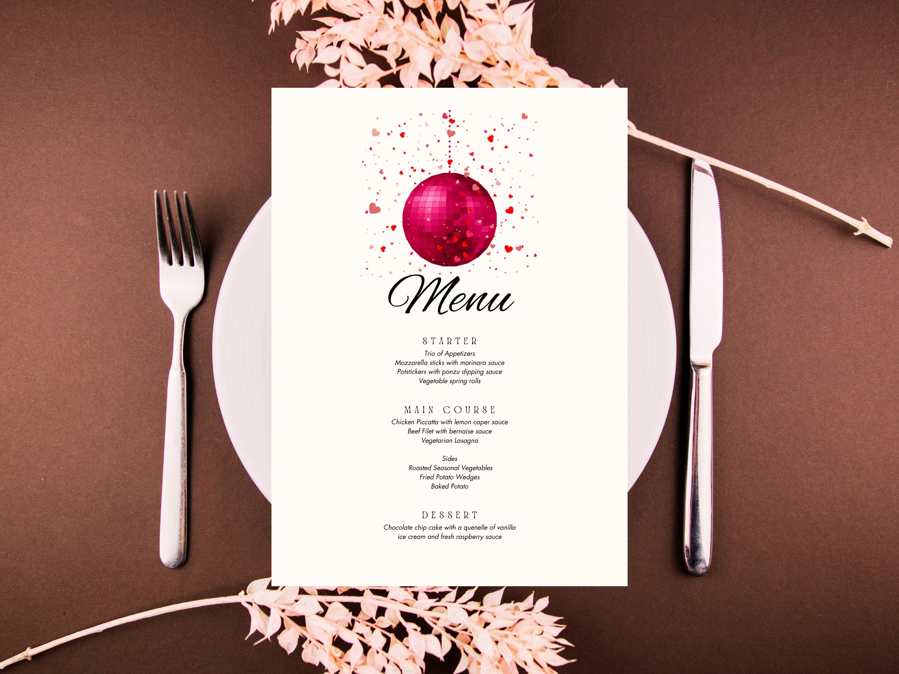 Hot Pink Disco Ball Menu Template Wedding Menu - Etsy