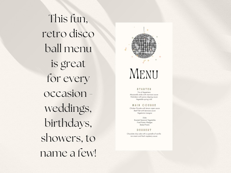 Disco Ball Menu Template, New Year's Eve Menu, Wedding Menu - Etsy