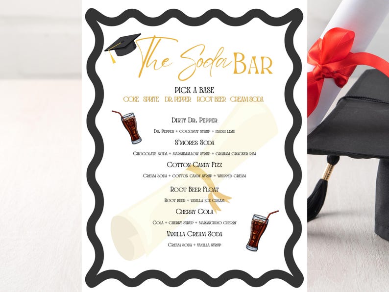 Soda Bar Menu for Graduation - Etsy
