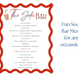 Soda Bar Menu Template - Etsy