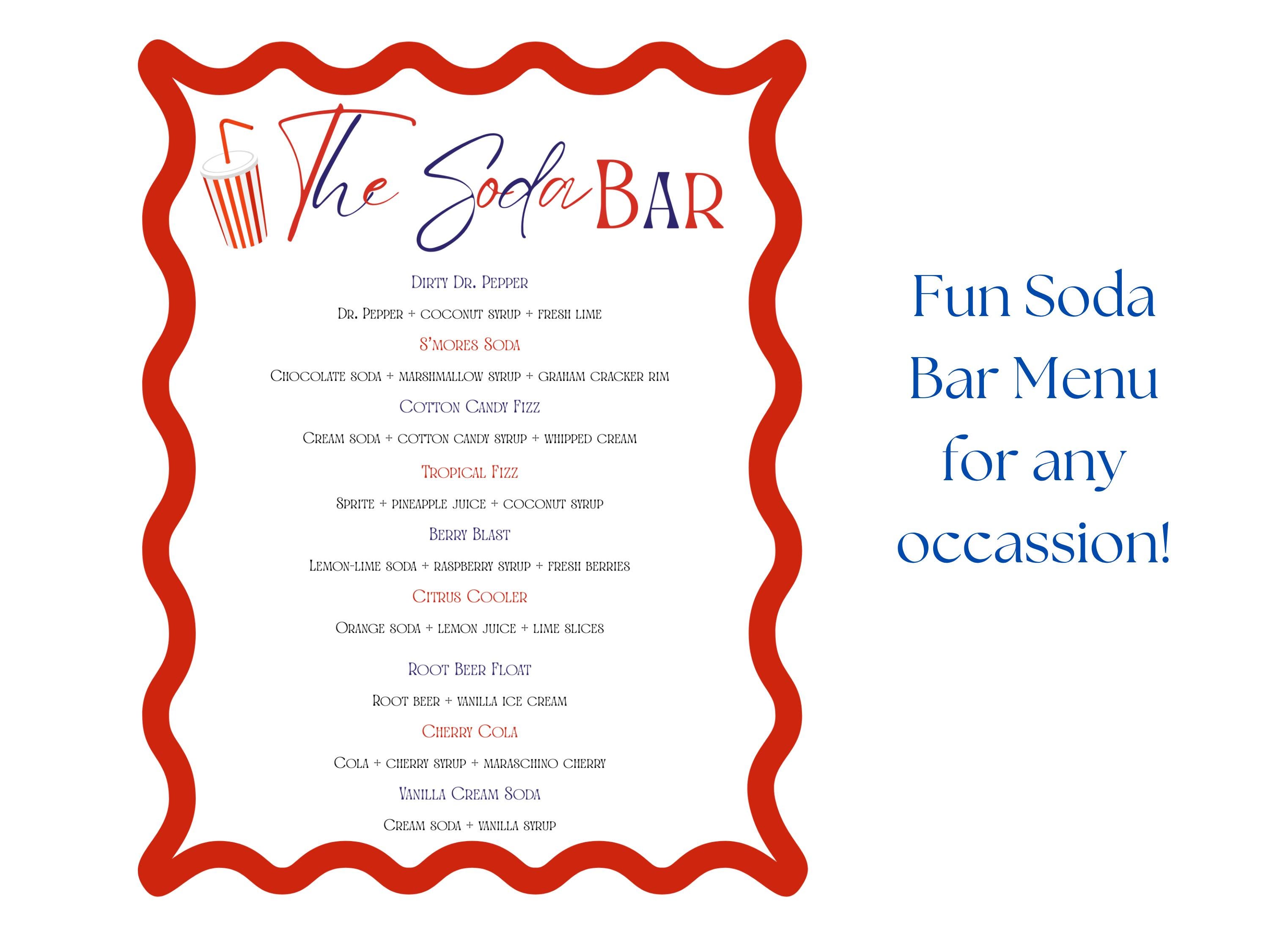 Soda Bar Menu Template - Etsy