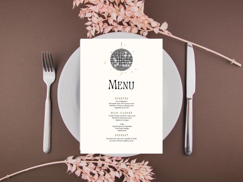 Disco Ball Menu Template Editable Canva, Wedding Menu - Etsy