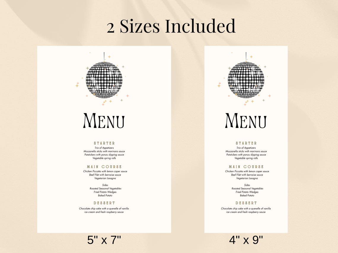 Disco Ball Menu Template Editable Canva, Wedding Menu - Etsy