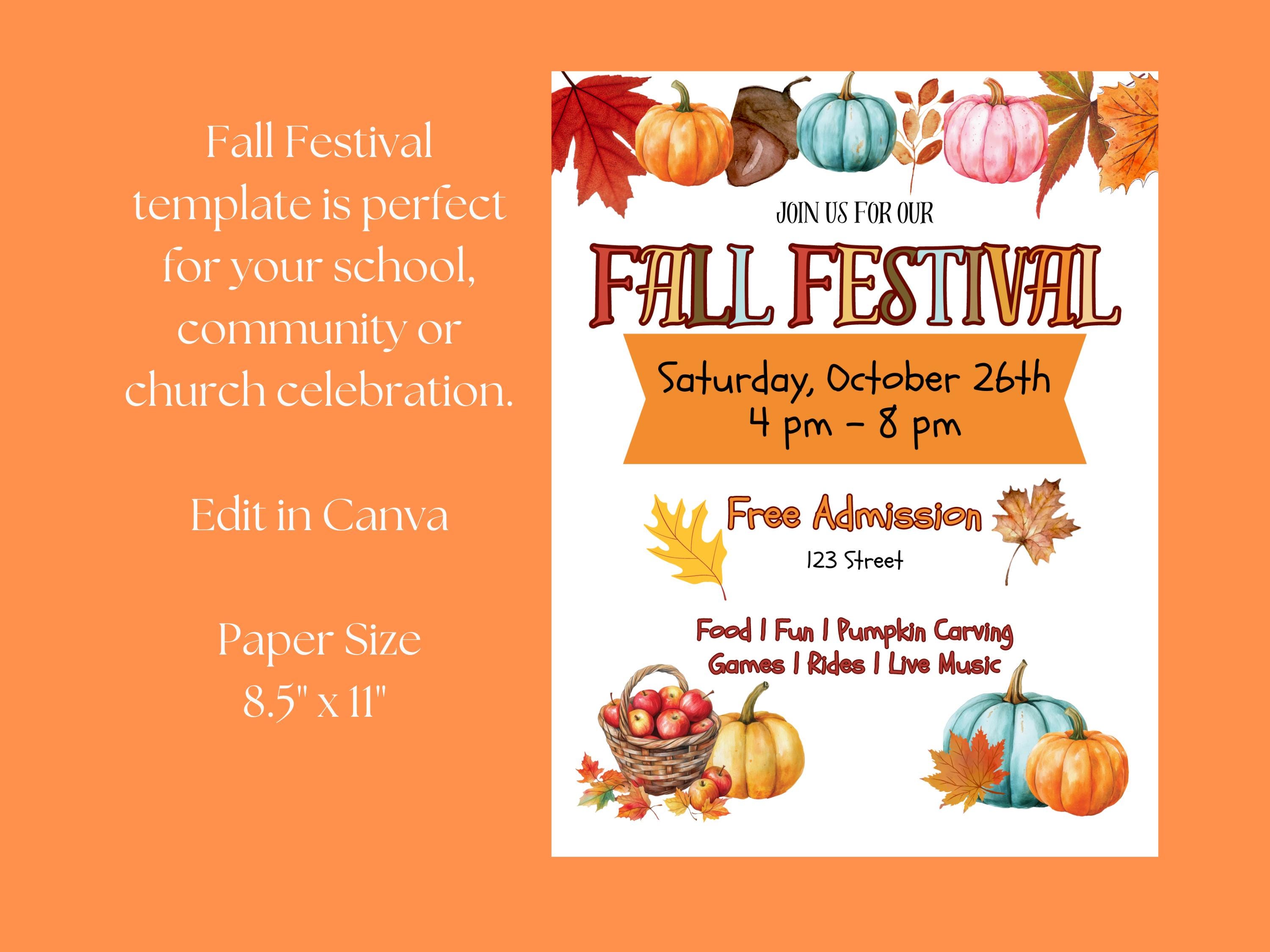 Fall Festival Flyer Template - Etsy