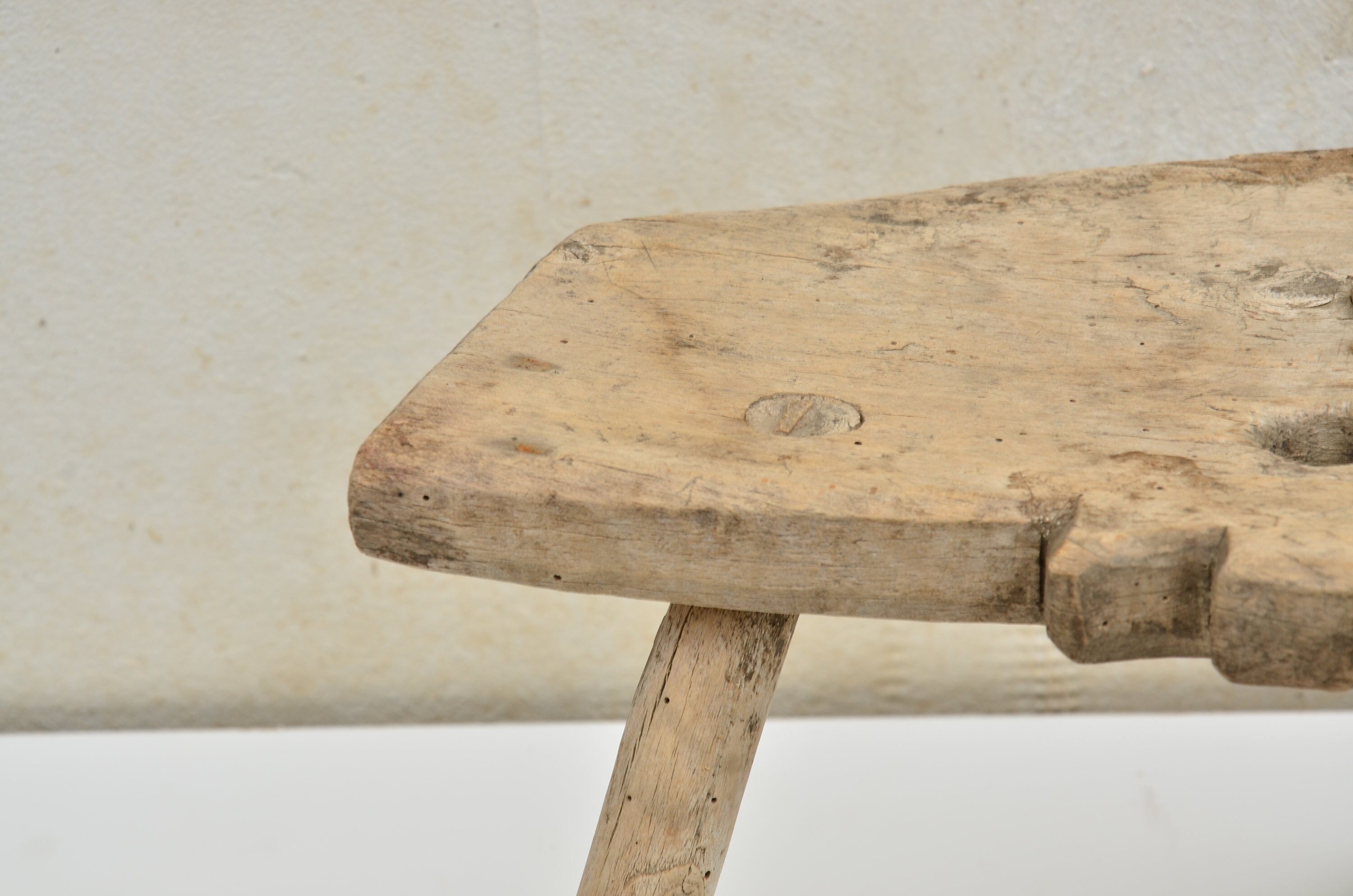 Antique Milking Stool, Three-legged Stool Wooden, Folk Farmhouse Stool ...