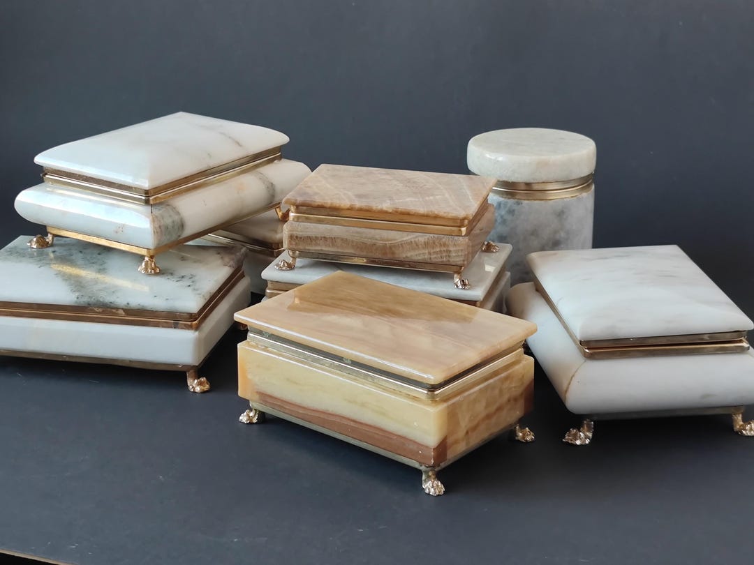 Marble Jewelry Box, Antique Trinket Box, Vintage Marble Box, Old Solid ...