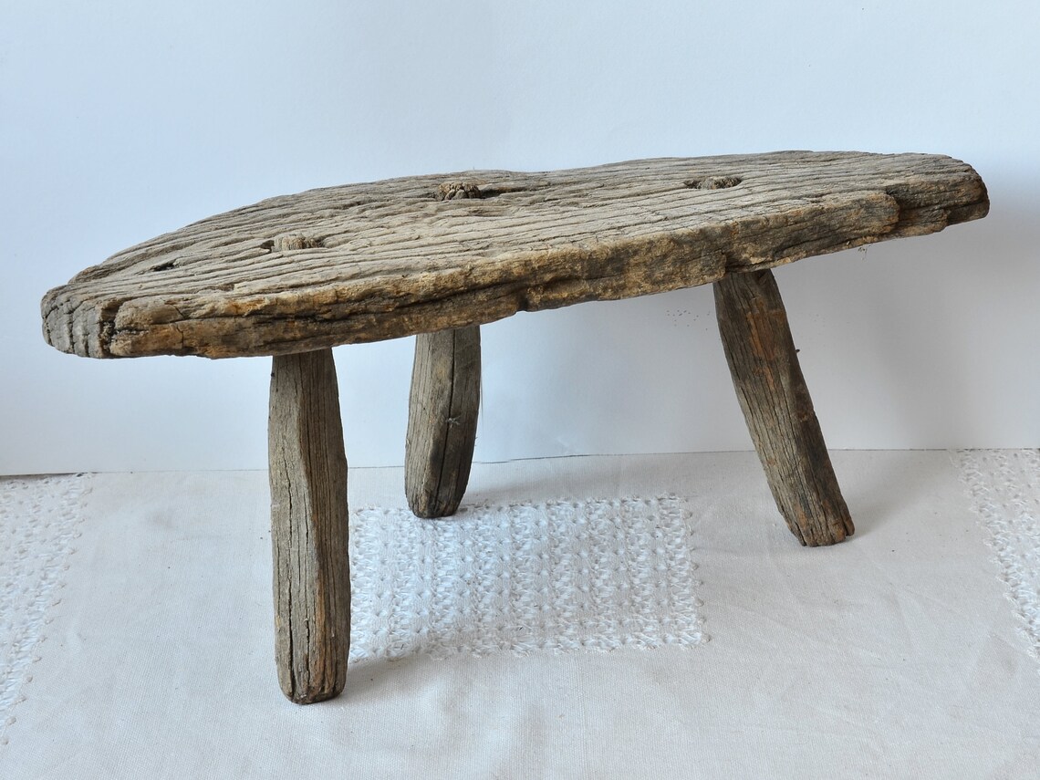 Antique Milking Stool, Three-legged Chair Wooden, Folk Farmhouse Stool ...