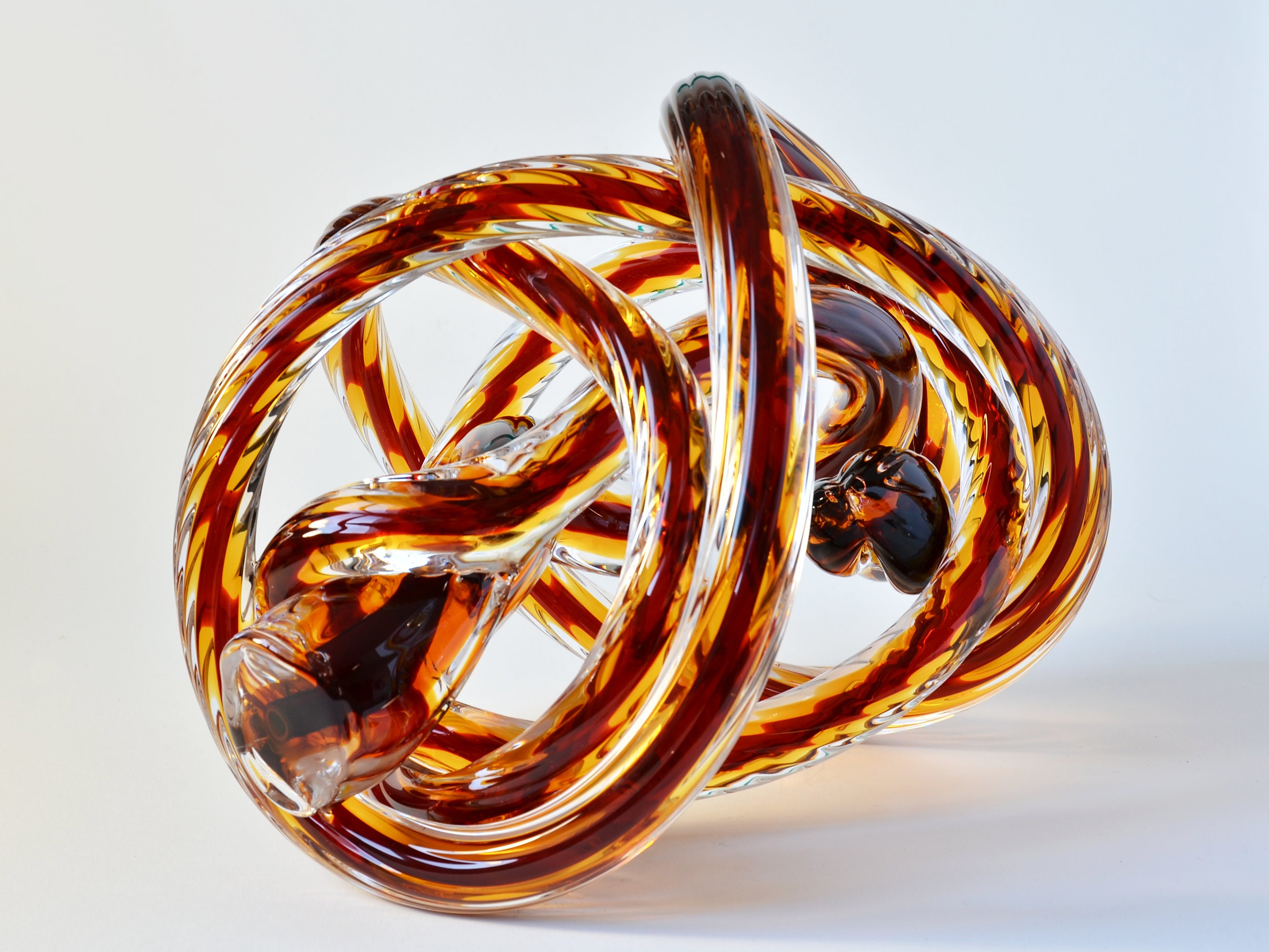Vintage Glass Rope Knot, Art Glass Sculpture Twisted a Stylized Snaking ...