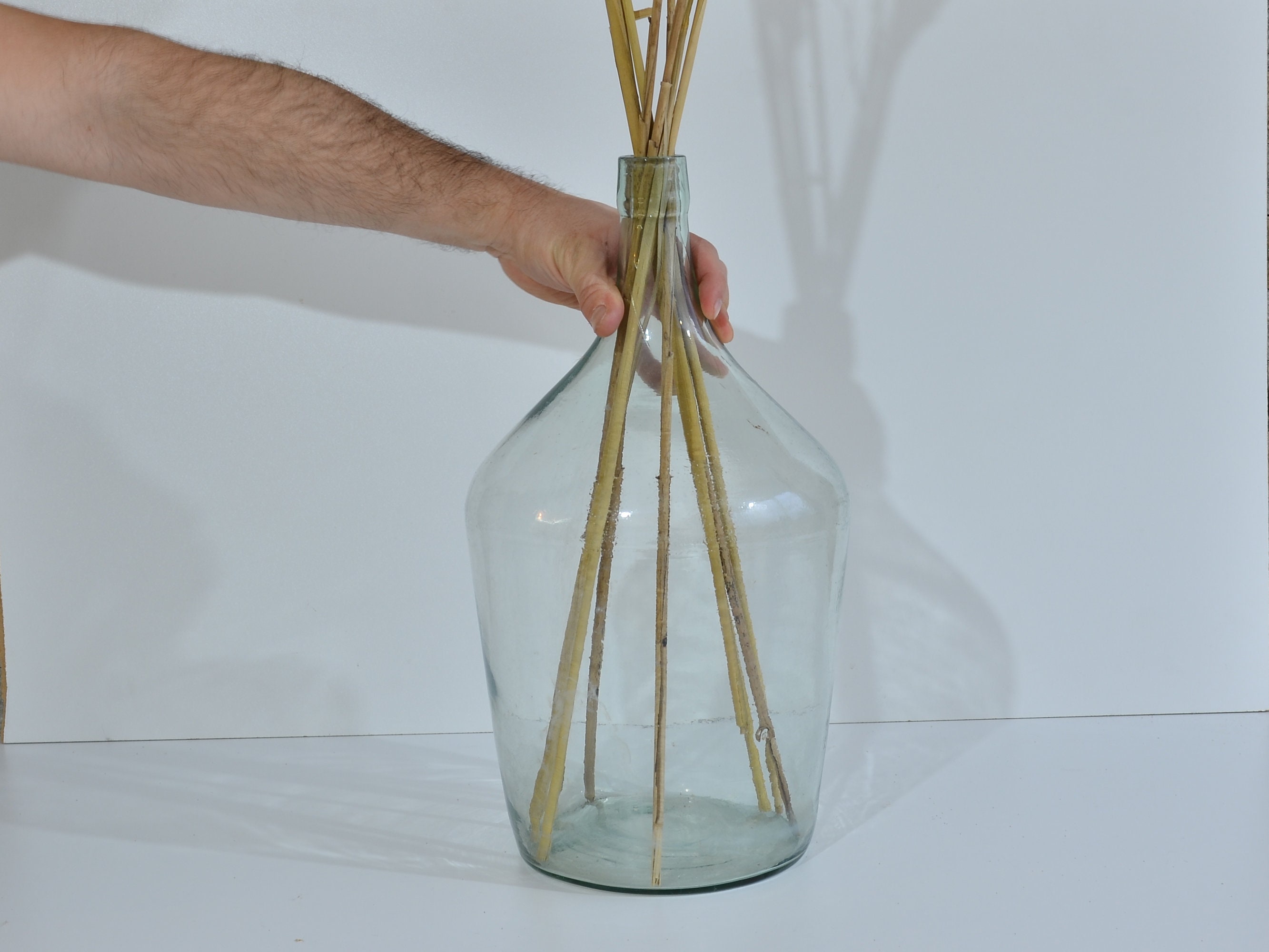Antique Large Demijohn, Floor Vase Pampas Grass, 19th Century Hand ...