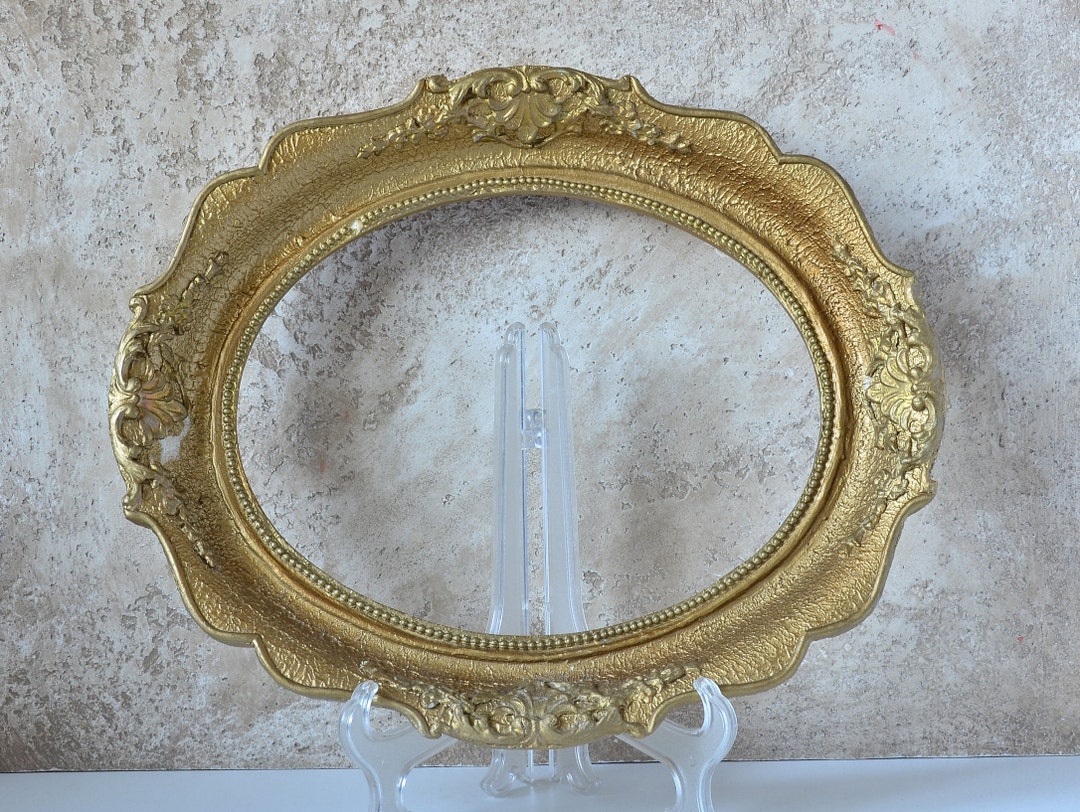Vintage Ornate Gold Frame Oval, Retro Wall Decor 1970s, Wood & Gesso ...