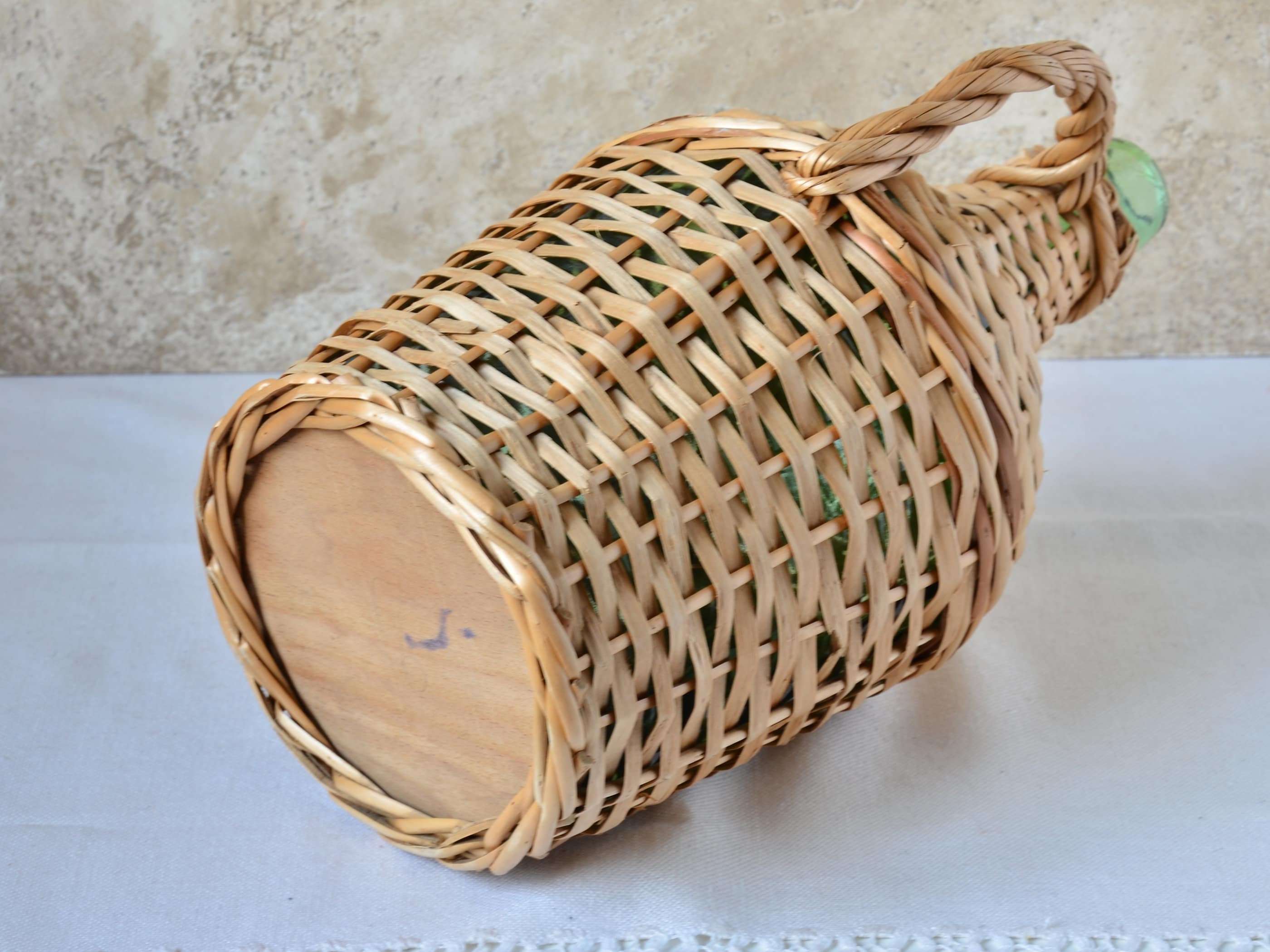 Vintage Wine Bottle Wicker, Demijohn Woven Wicker Bottle, Country Decor ...