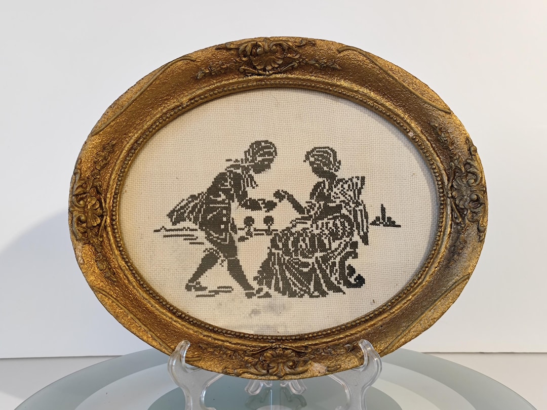 Vintage Ornate Gold Frame With Hand Embroidered Tapestry (dancing ...