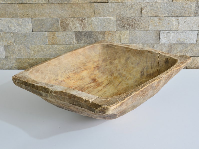 Vintage Wooden Trough, Hand Carved Dough Bowl, Large Primitive Trough ...